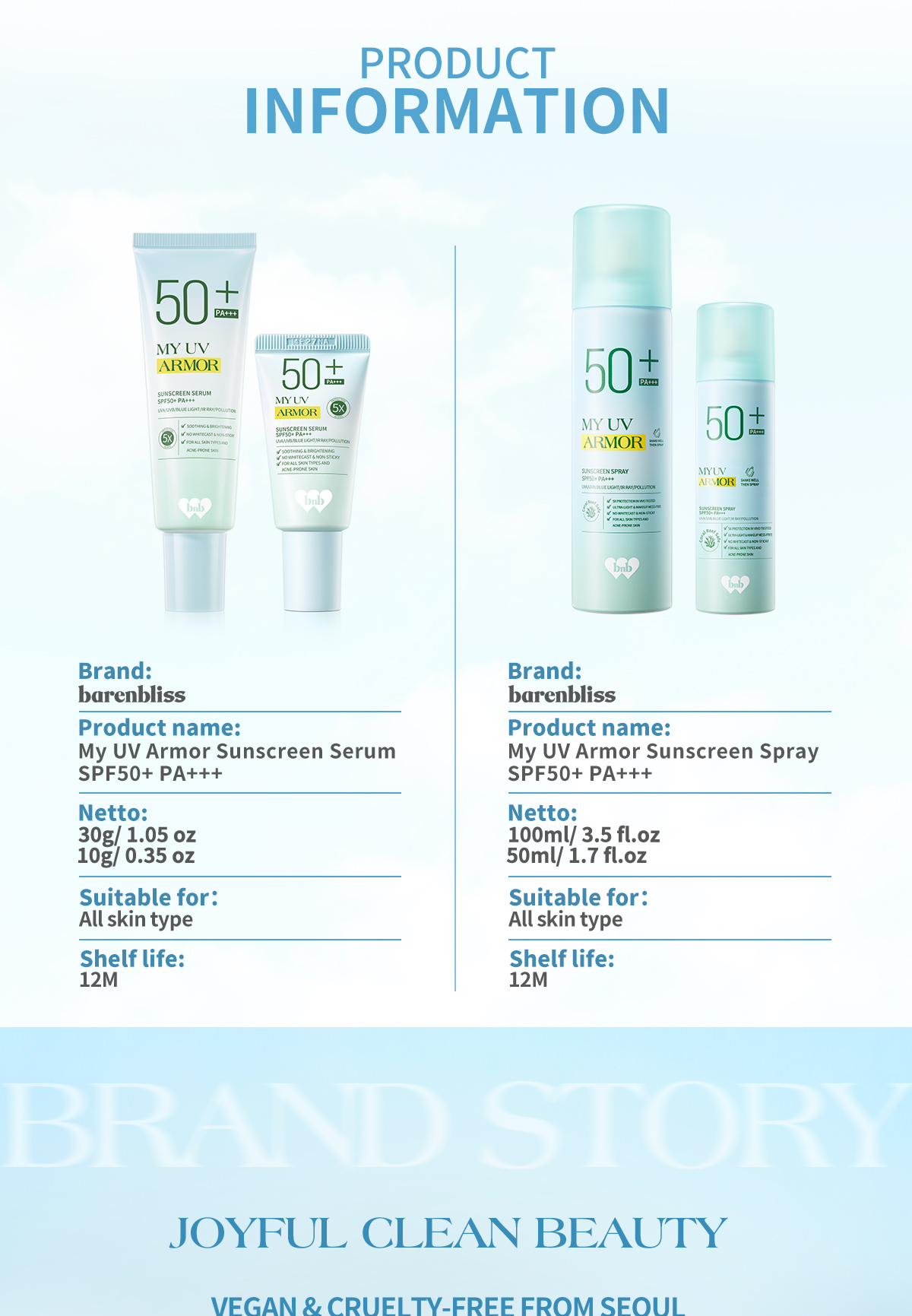 Jual BNB barenbliss My UV Armor Sunscreen SPF50+ PA+++ Sunscreen 5x ...