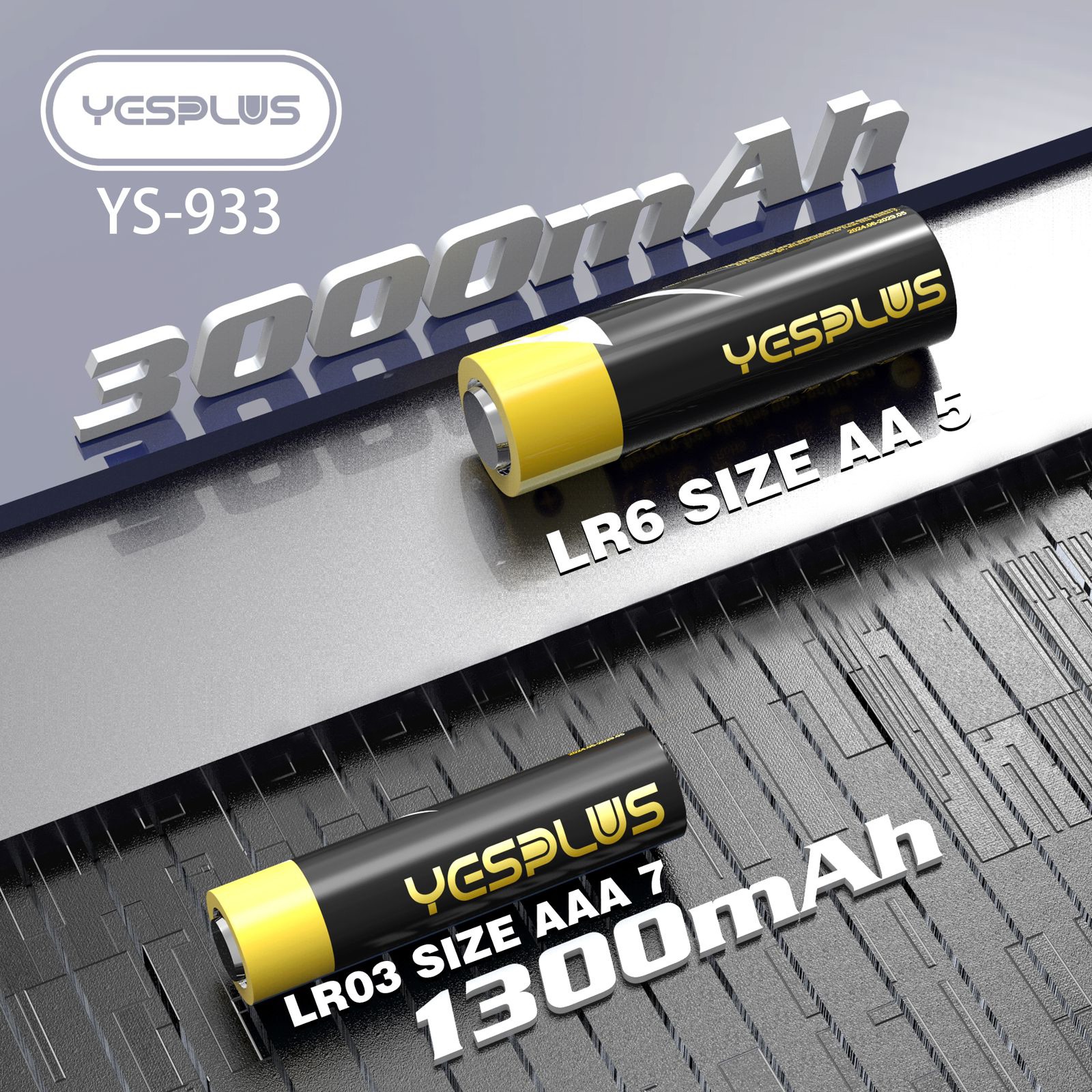 Jual Baterai YESPLUS YS-933 LR6 1.5V AA 3000mAh / LR03 1.5V AAA 1 ...