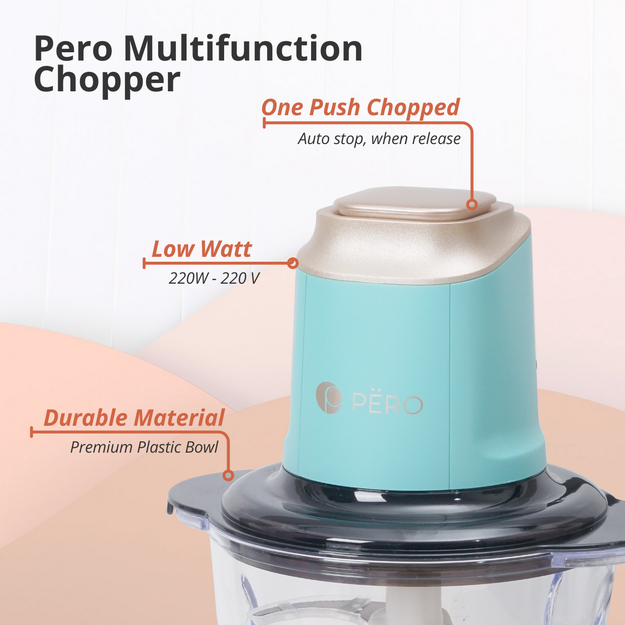 Jual Pero Food Processor Chopper 1.5L 200W / Blender Penggiling Daging ...