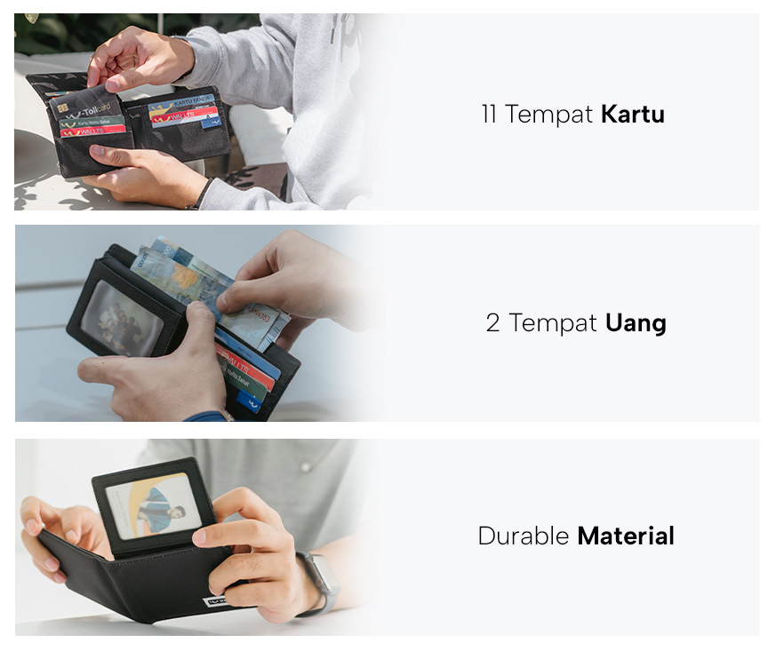 Jual Wallts Keio Black Charcoal - Dompet Lipat Kanvas Bifold Anti Air Pria | Shopee Indonesia
