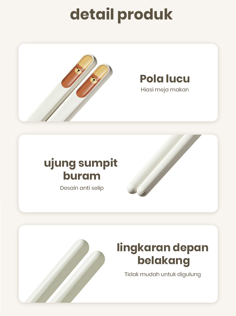 Jual ECOCO Anti Slip Chopstick Cartoon Set Mix 5 Warna - Sumpit Rumah ...