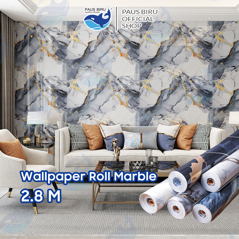 Jual Paus Biru - Wallpaper Dinding Motif Marble Roll 120 x 280cm ...