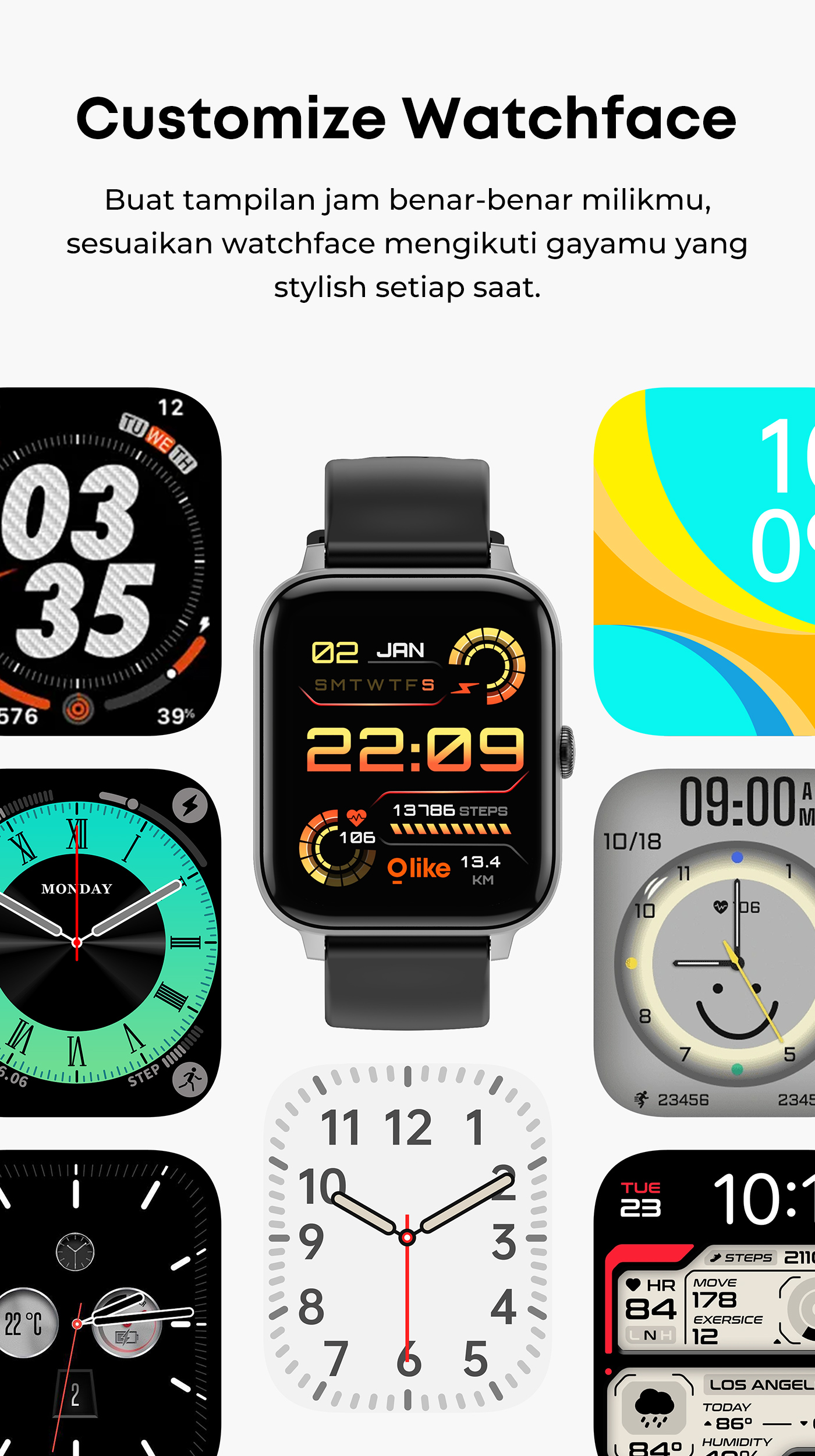 Jual Olike Smartwatch META S1 Watch SE Upgrade Series 30Days Battery Strap 20mm IP68 Sport Smart ...