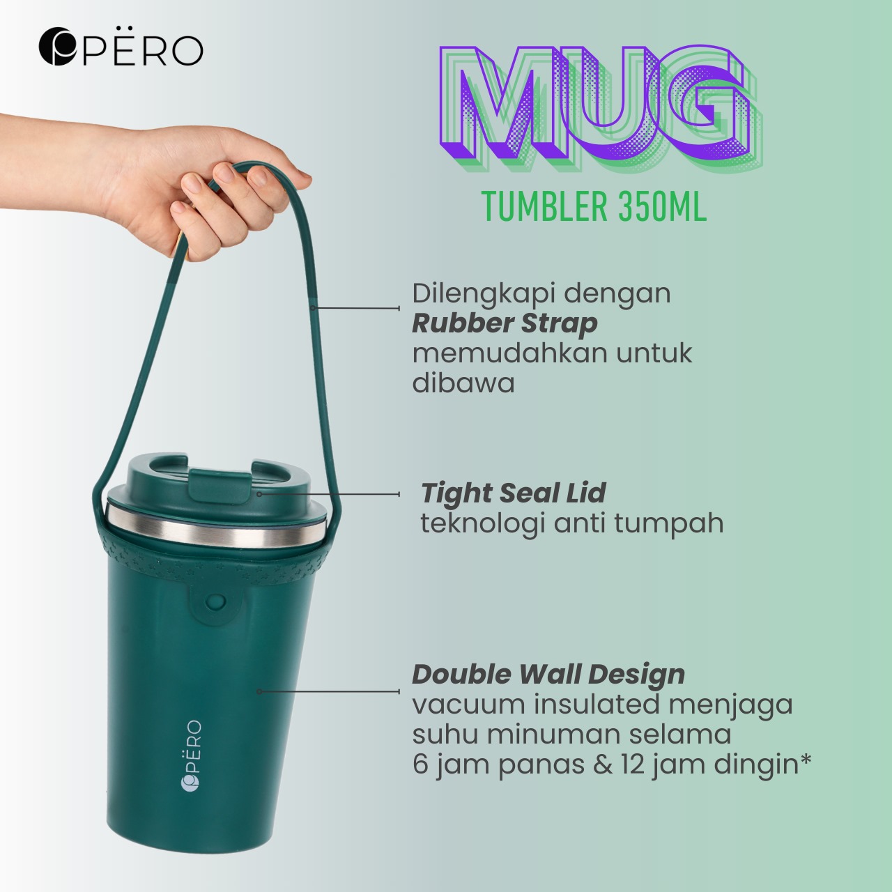 Jual Pero Coffee Mug Tumbler Garnet 350ML with Strap Silicone Belt ...