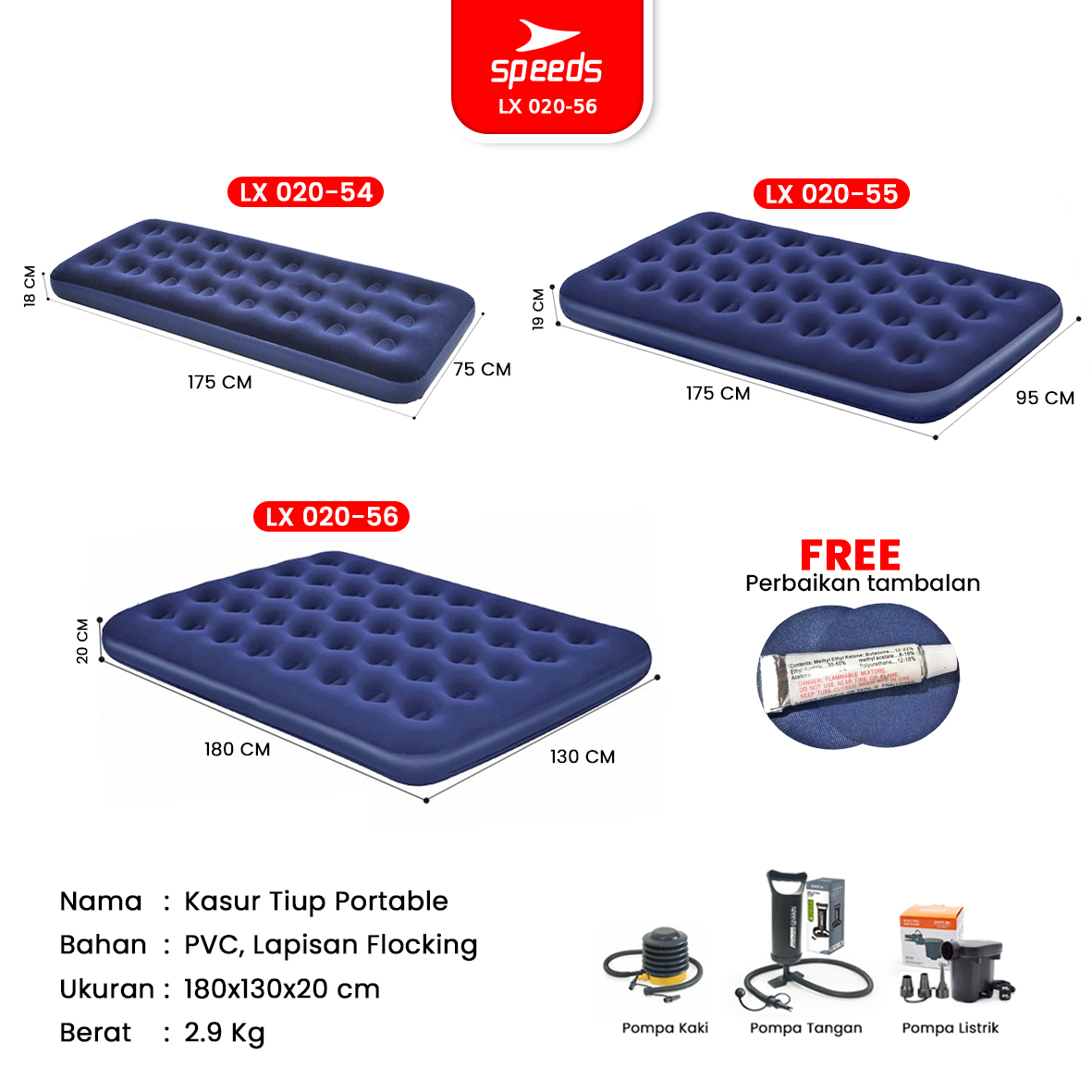 Jual SPEEDS Matras Angin Single/Double Kasur Tiup Air Sleeping Bed ...