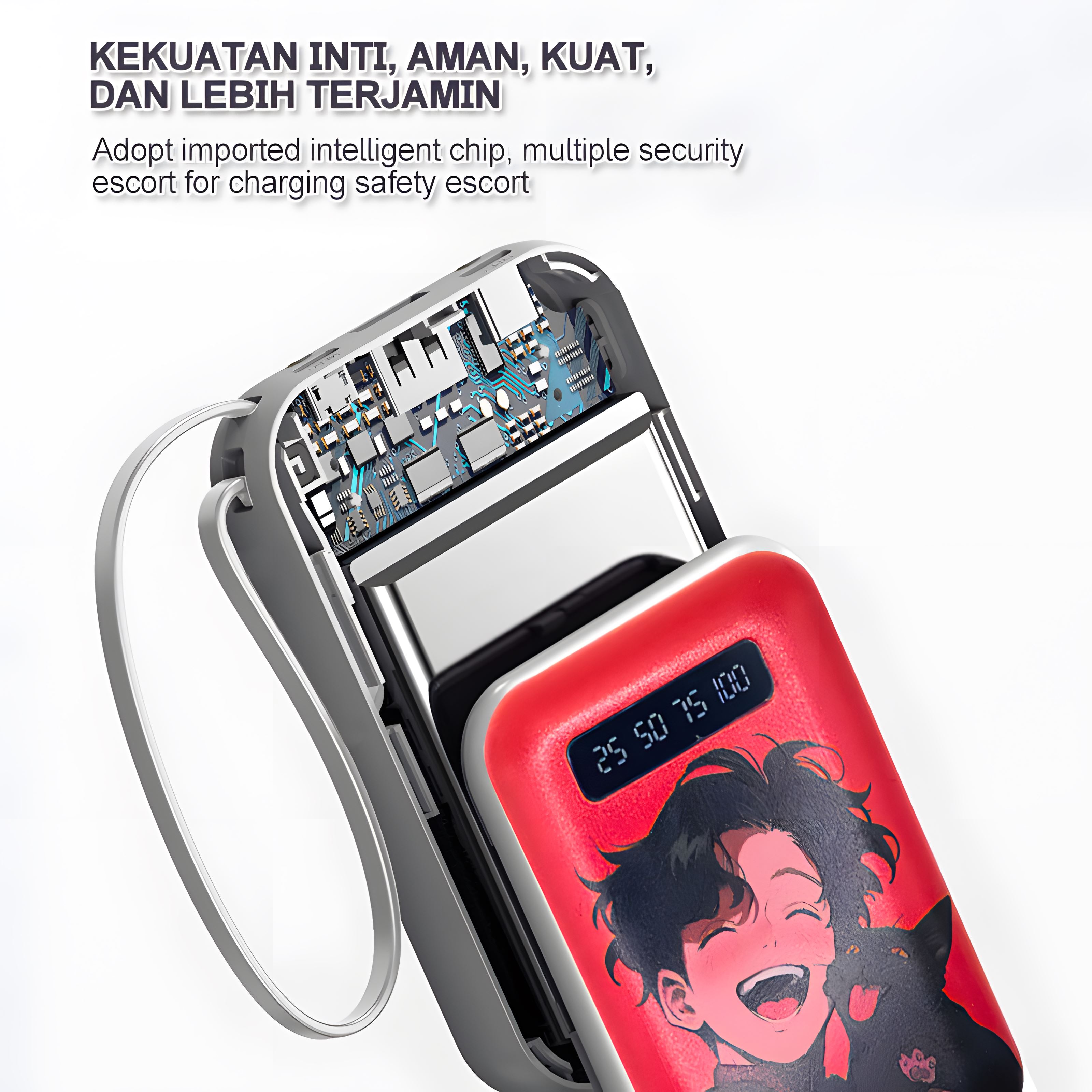 Jual HZSUM LENTIVEN Powerbank 30000 mAh Mini Fast Charging With 4 Kabel ...