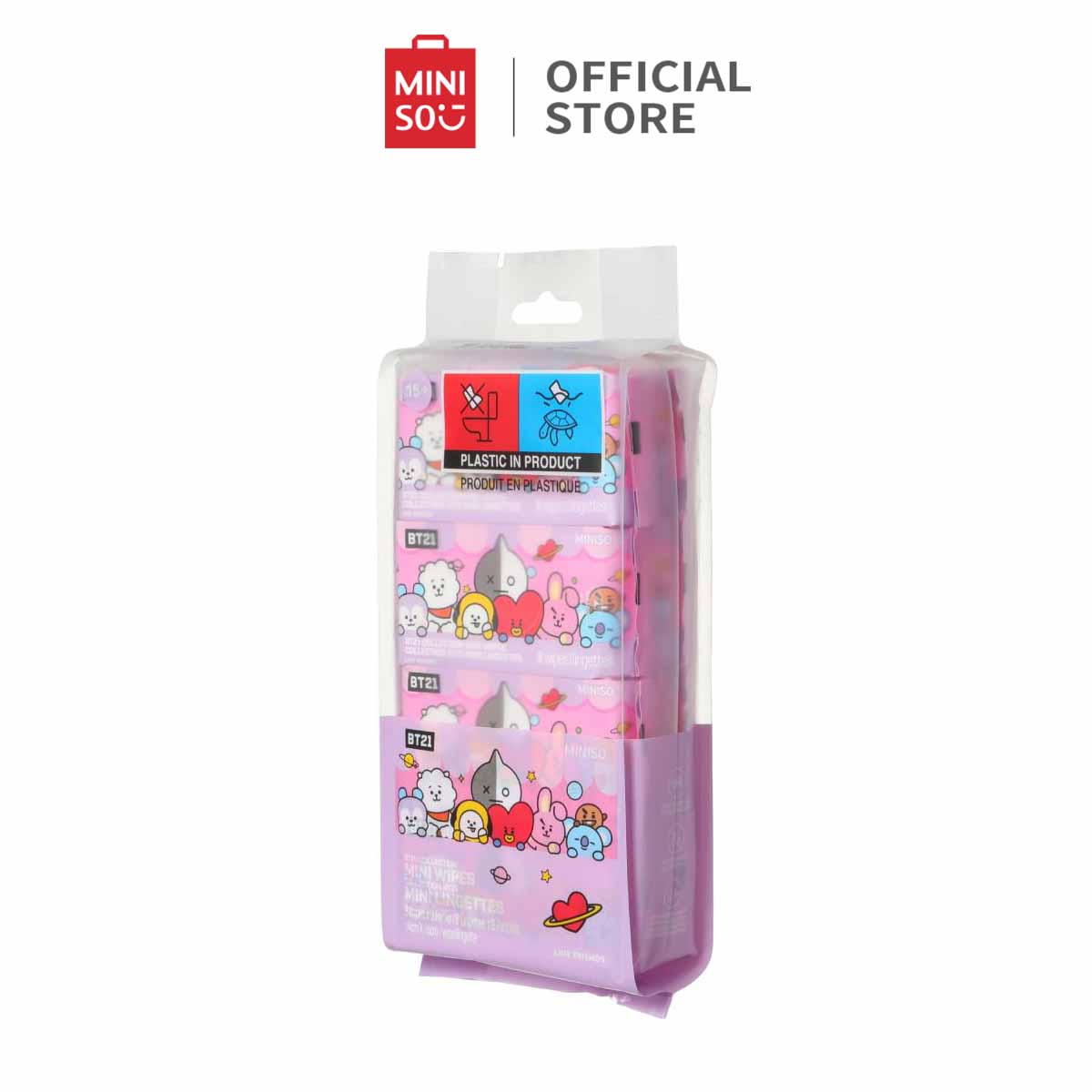 Jual MINISO X BT21 Collection Tisu Basah Travel Ultra-Mini Wet Wipes 8 ...
