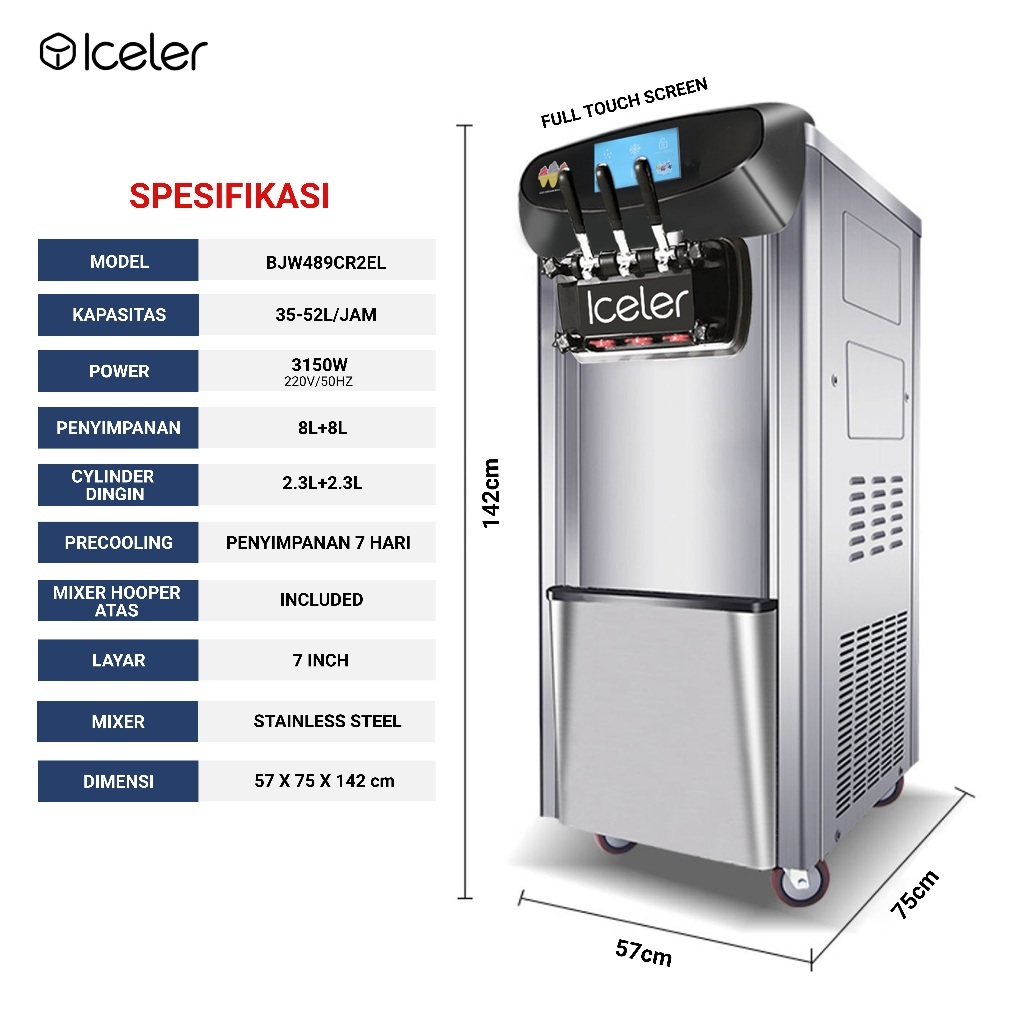 Jual Iceler Mesin Soft Es Krim Iceler 3 Tuas Countertop & Standing ...