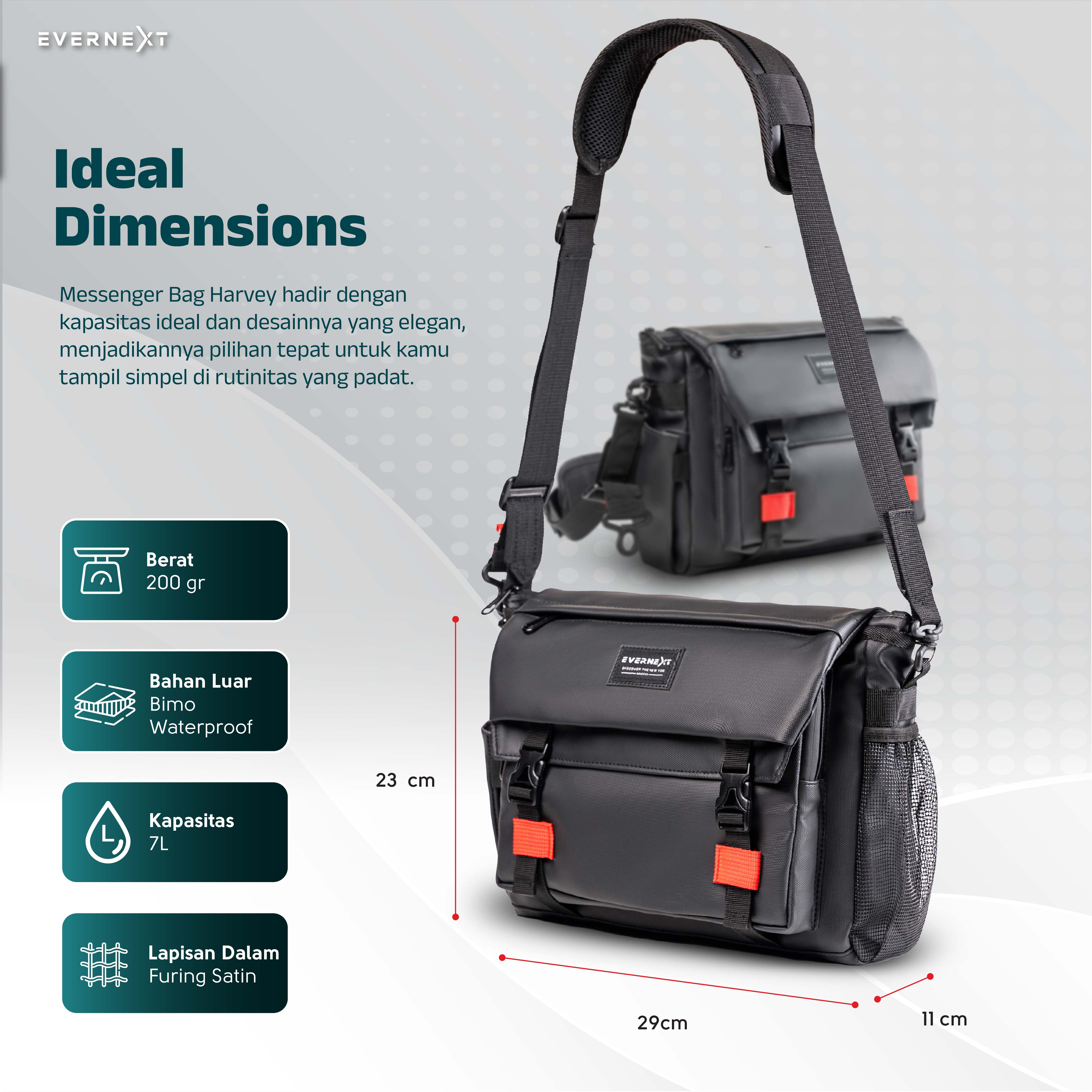 Jual Evernext - Messenger Bag Pria Anti Air Tas Selempang Pria ...