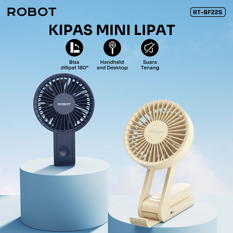 Jual ROBOT Mini Fan Portable with Stand holder phone Kipas Angin Kecil ...