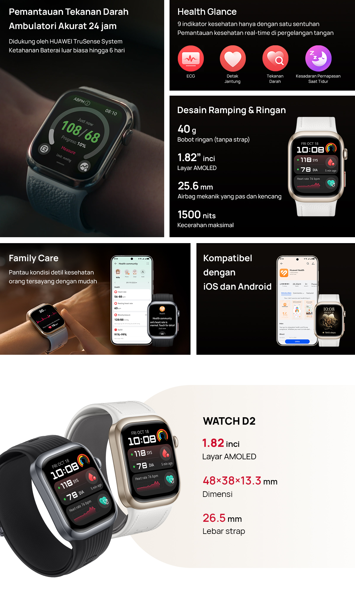 Jual HUAWEI WATCH D2 Smartwatch | 24-hour Ambulatory Blood Pressure ...