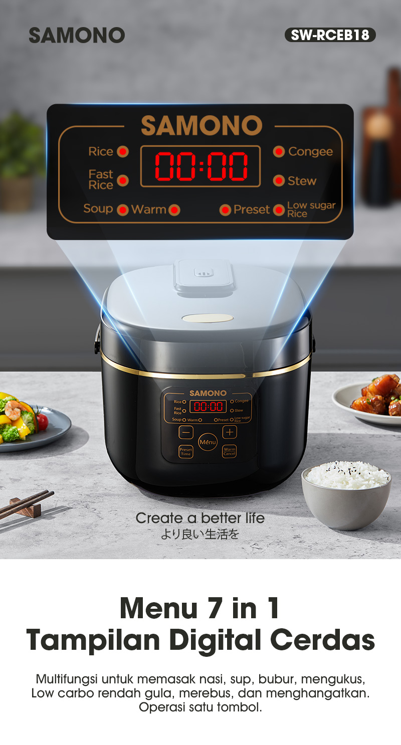 Jual SAMONO Official Smart Rice Cooker 1.8 Liter Rendah Gula ...