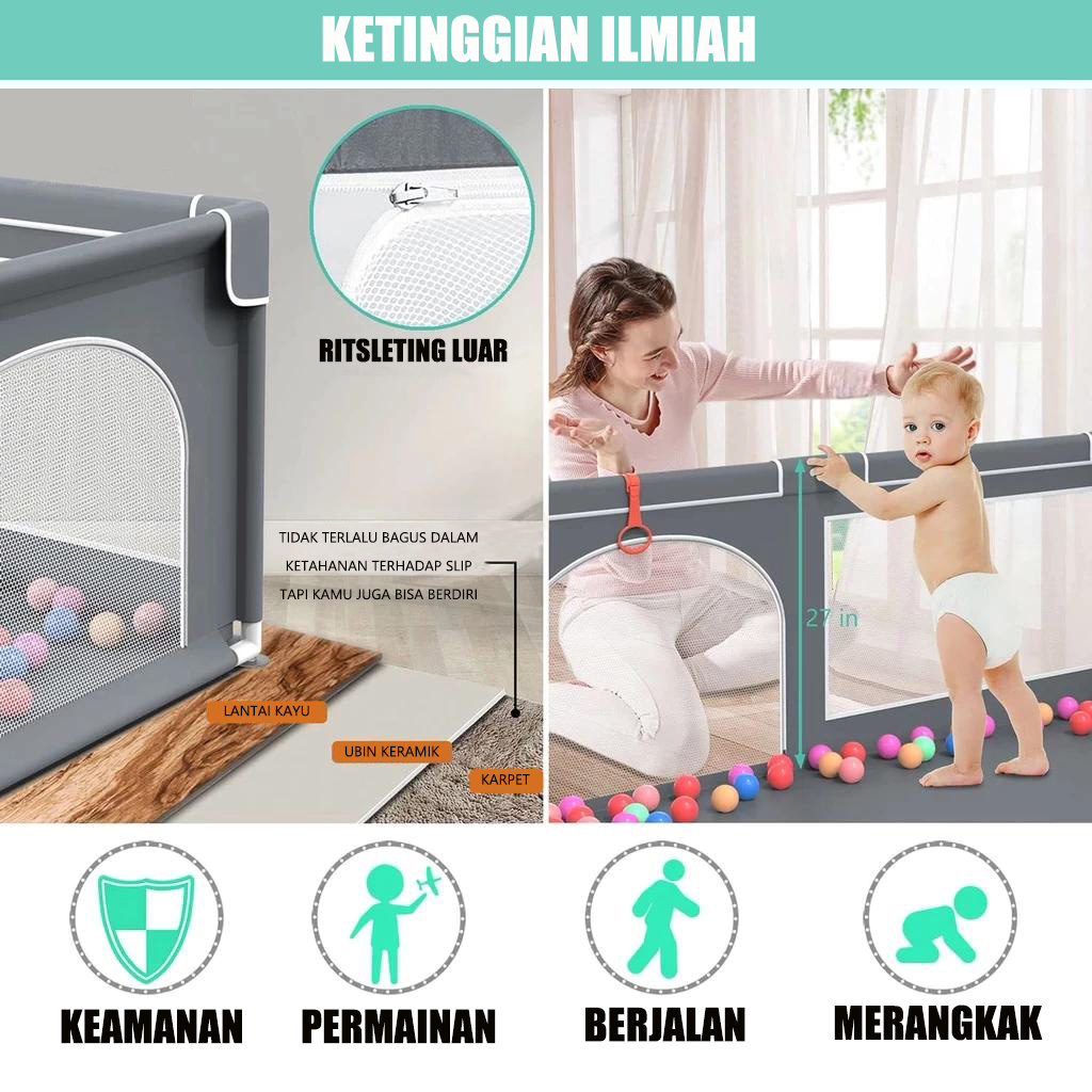 Jual Pagar Bayi Bermain Pembatas Kasur Pagar Mainan Anak Playground ...