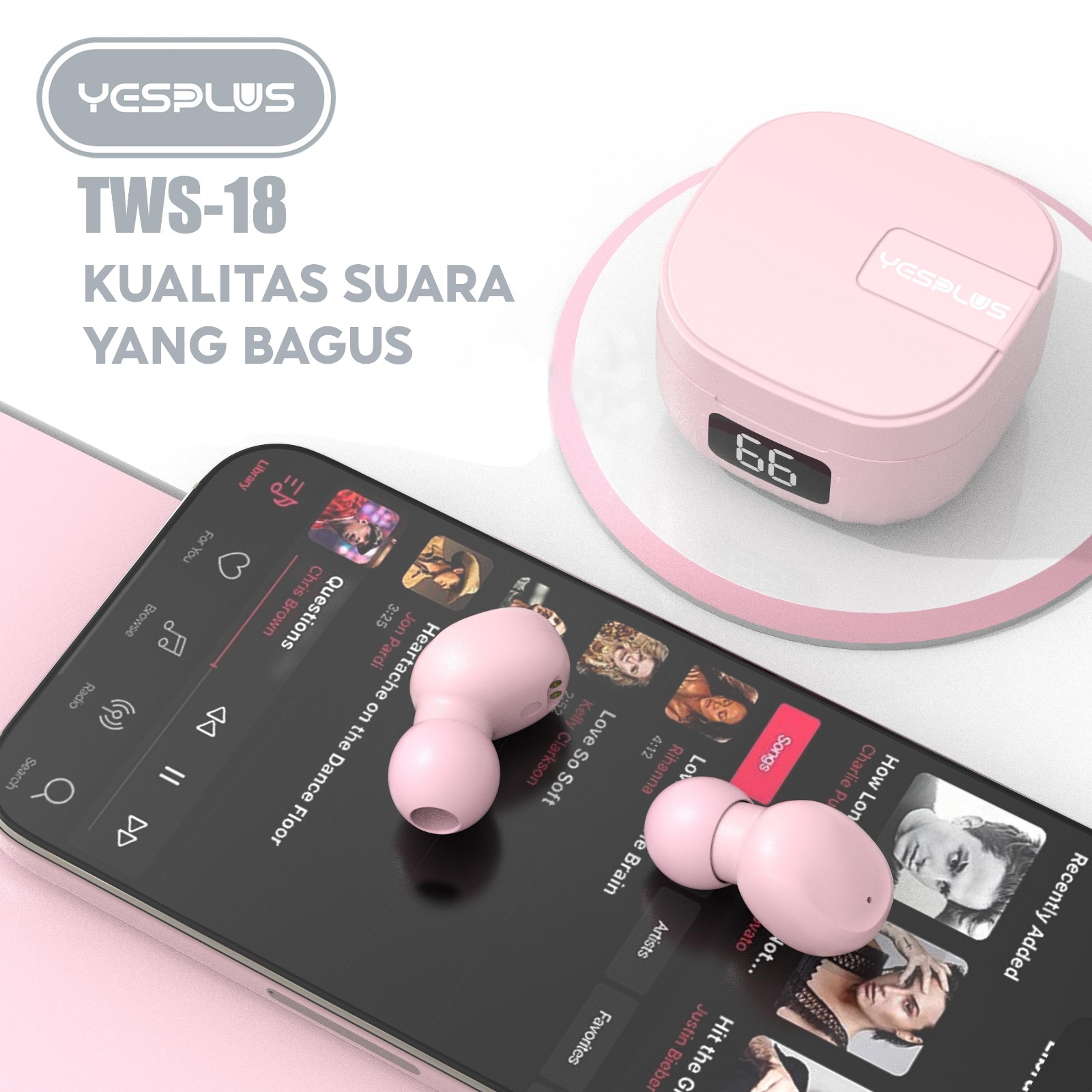Jual Headset Bluetooth YESPLUS TWS-18 Wireless 5.2 Earphone Airbuds ...
