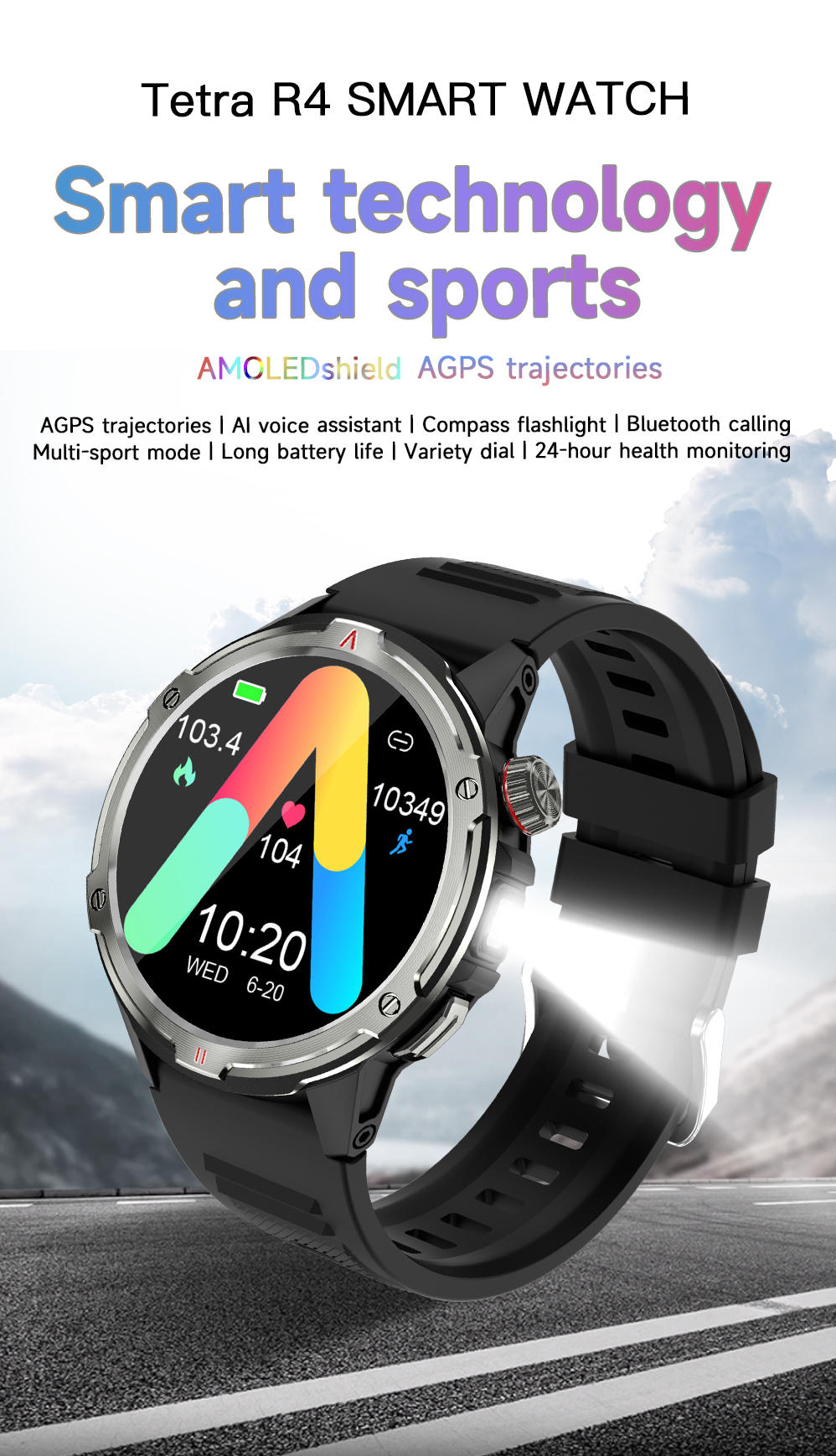 Jual Aolon Tetra R4 Smartwatch Amoled AOD Cover Lock Compass Bluetooth ...