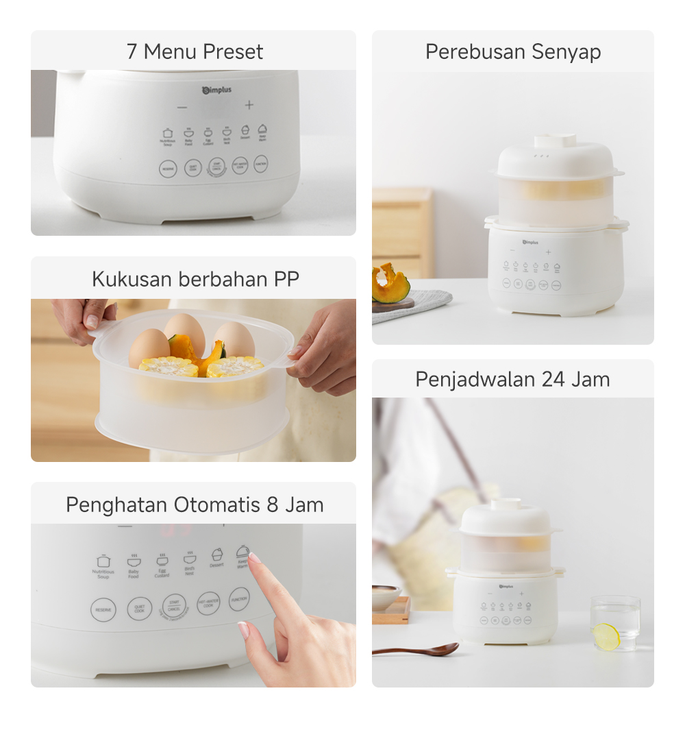 Jual Simplus Slow Cooker Listrik 1L Panci Rebus dan Kukus dengan Menu ...
