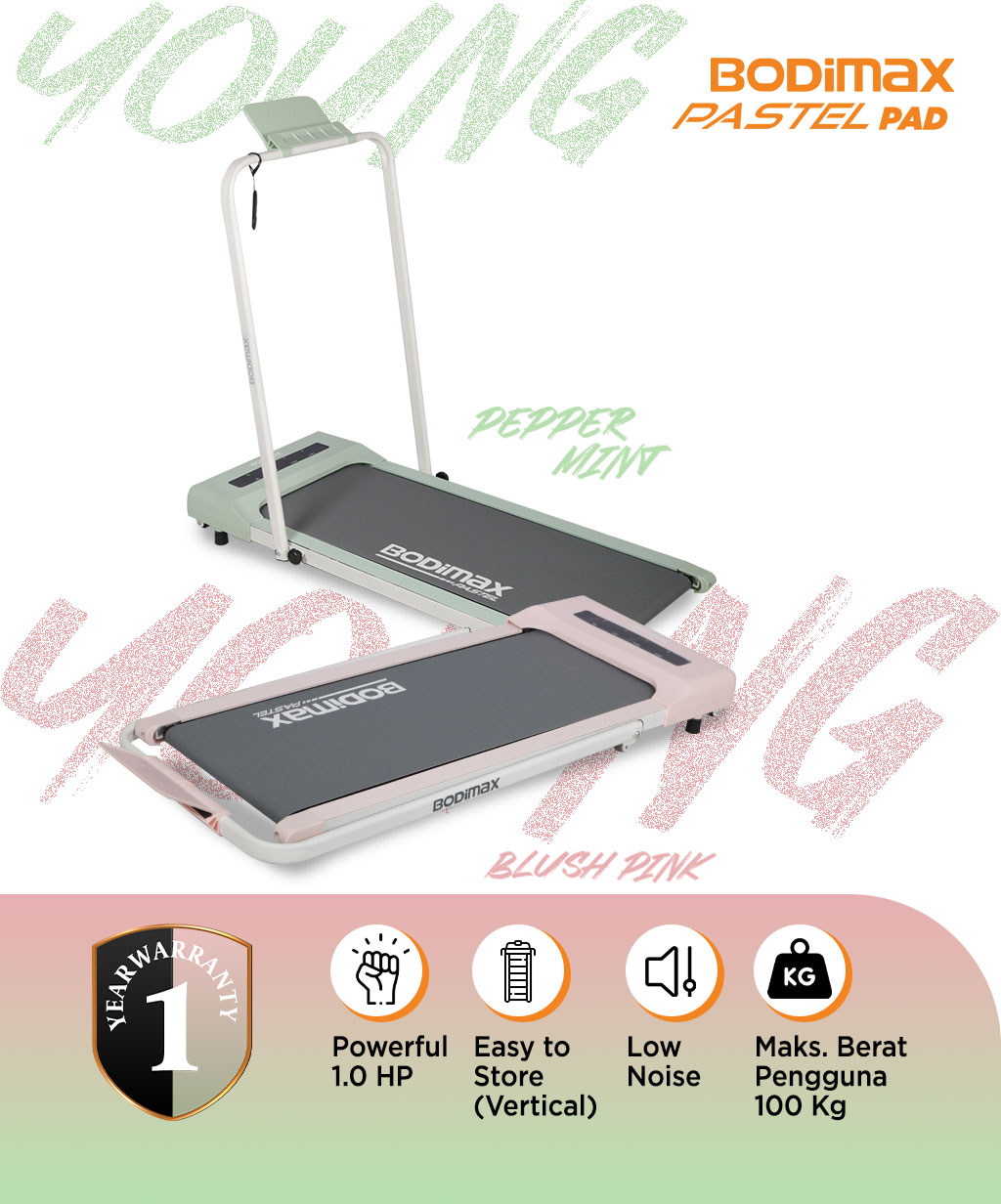 Jual BODIMAX PASTEL PAD BLUSH PINK - Treadmill Running Pad Pastel 2in1 ...
