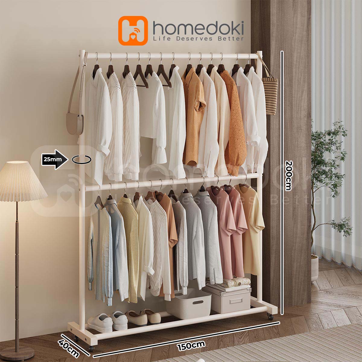 Jual Homedoki Rak Gantungan Baju Aesthetic/Rak Gantungan Serbaguna/Rak ...