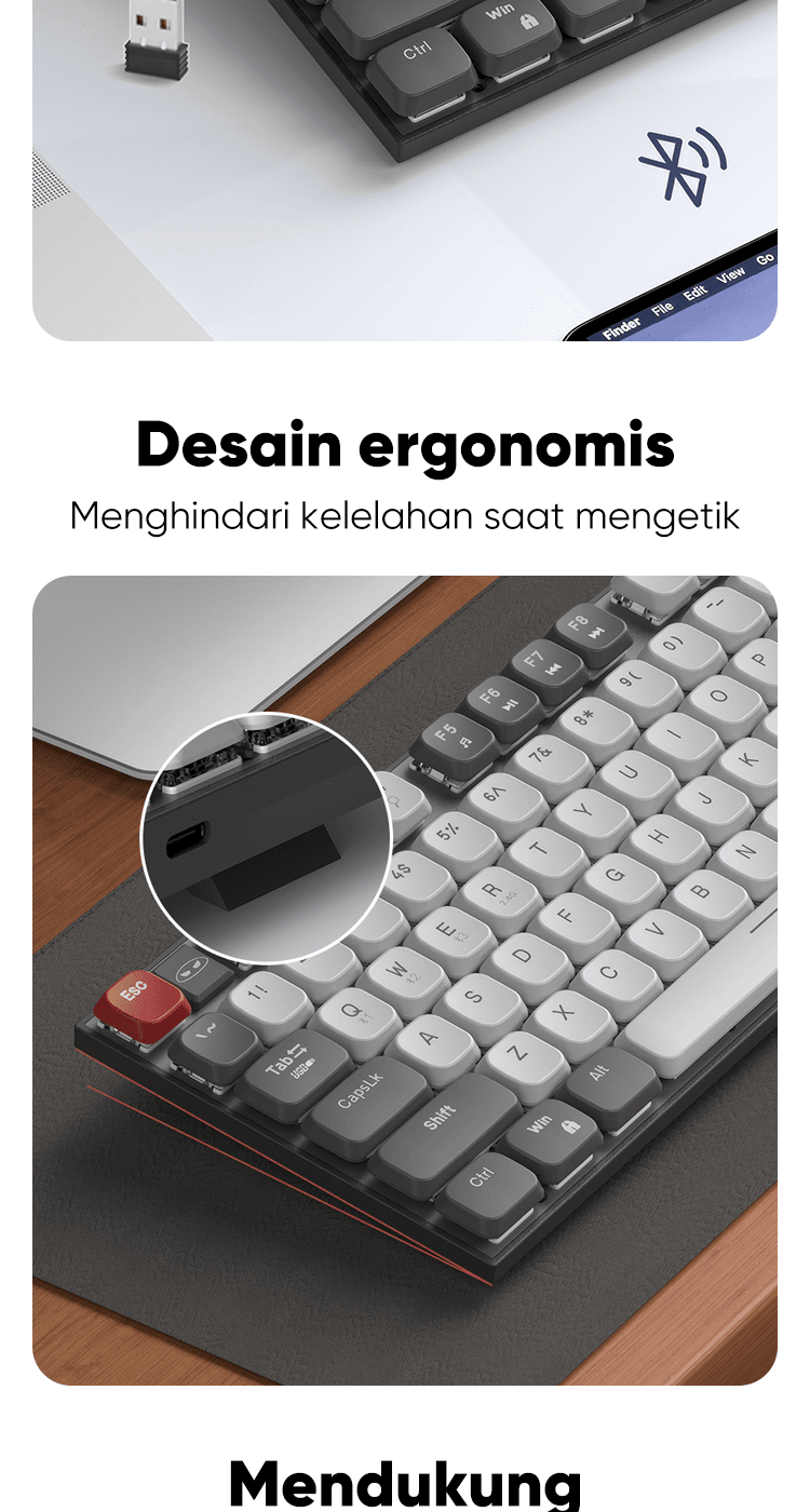 Jual MAGEGEE Mechanical Keyboard Gaming Wireless Bluetooth 2.4G Wired 3 ...