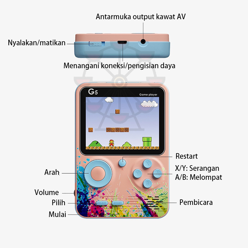 Jual Lele Toys Boy Game Bot Console Portable Player Built-In Clasic 500 ...