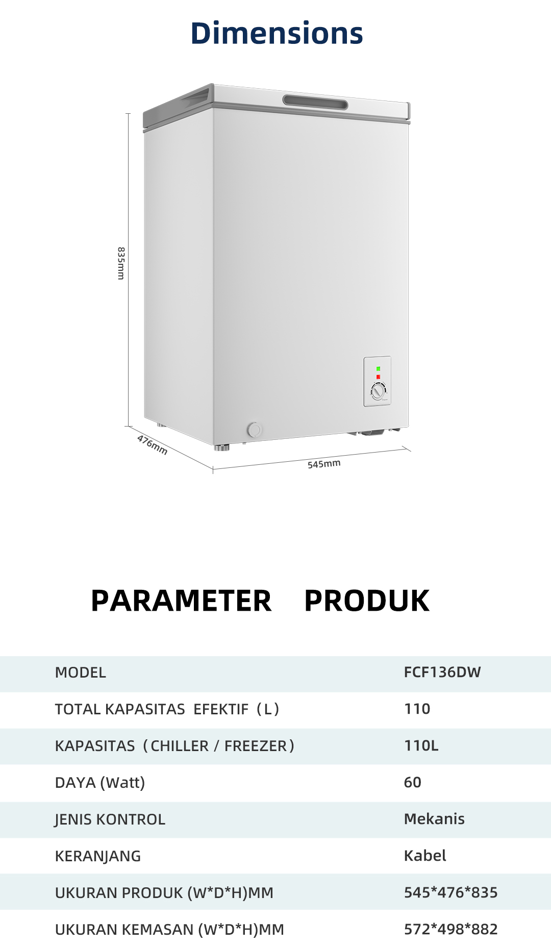 Jual Changhong Chest Freezer FCF136DW Kapasitas 110 Liter (Fast ...