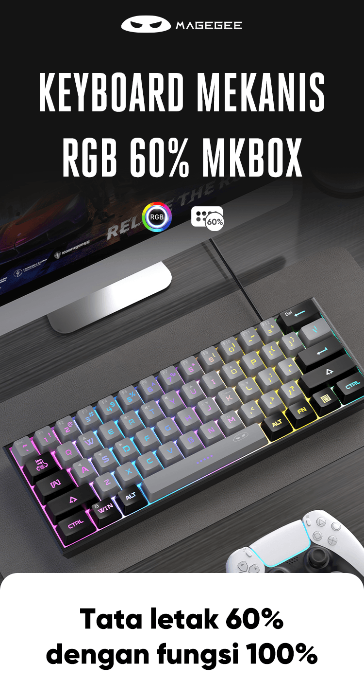 Jual MAGEGEE Keyboard Mechanical Gaming Wired 68 Keys RGB Lights Red ...