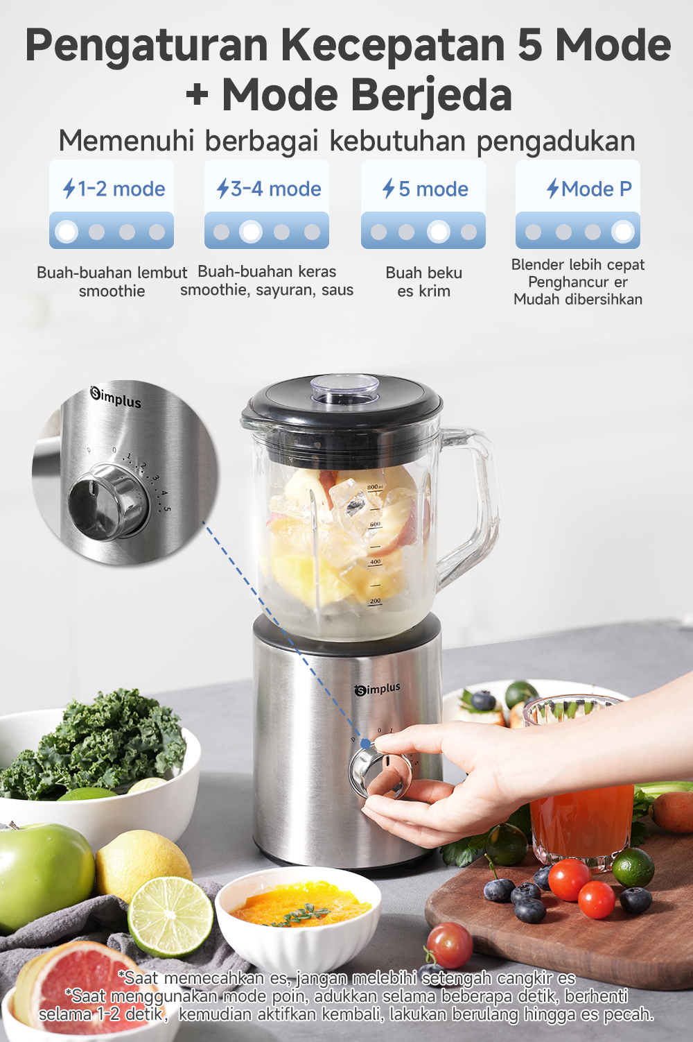 Jual Simplus Blender 400W Makanan 5 mode pengaturan multifungsi, 6 ...