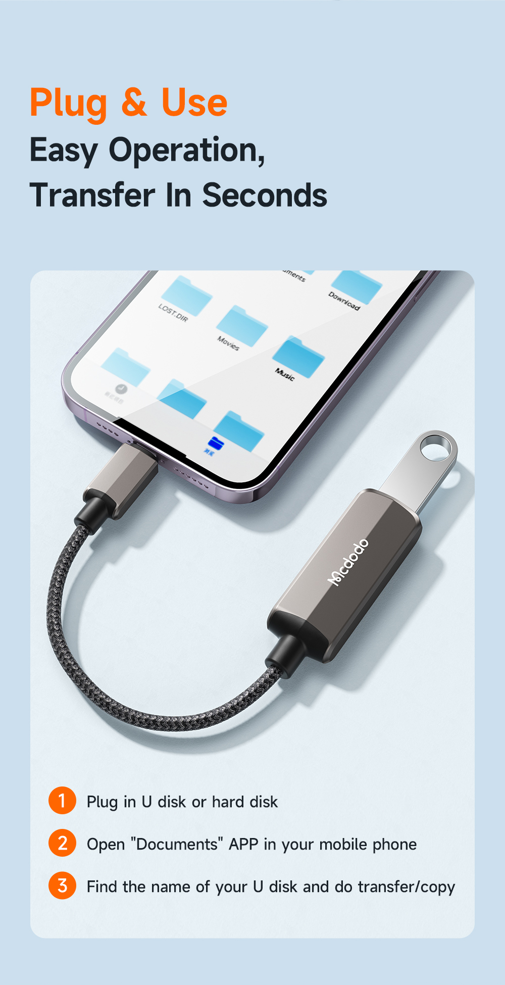 Jual MCDODO OTG Adapter For iPhone USB 3.0 to Lightning Support Hardisk ...