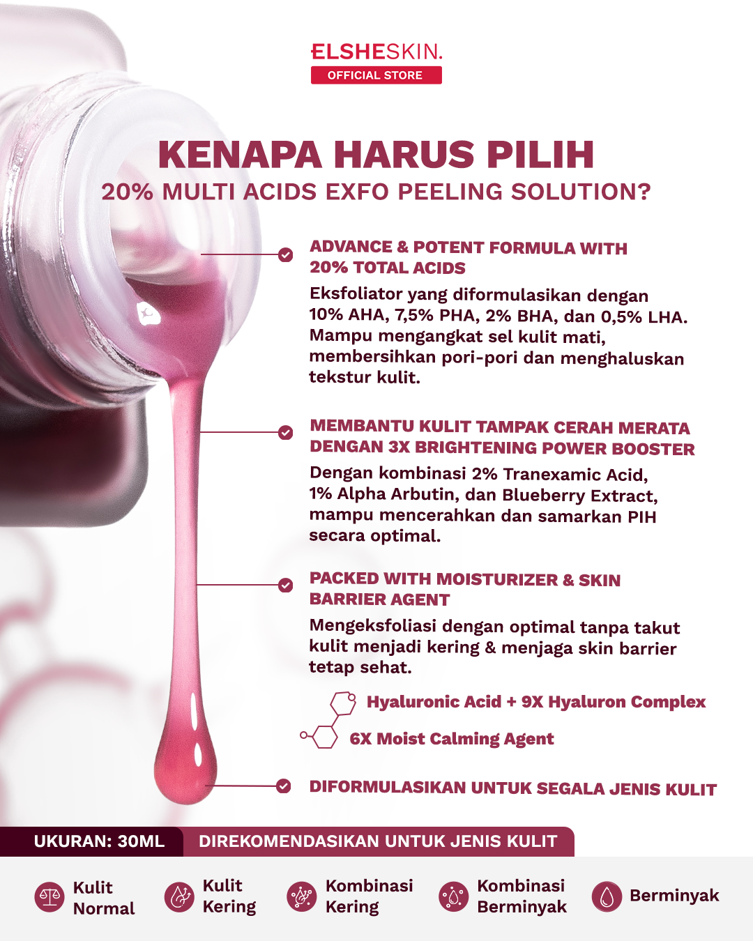 Jual Elsheskin 20% Multi Acids Exfo Peeling Solution 35ml - Exfoliating ...