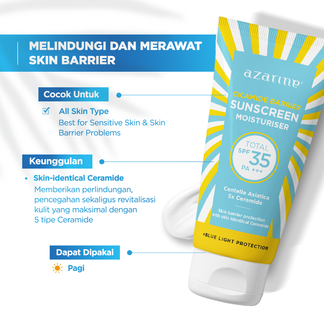 Jual Azarine Cicamide Barrier Sunscreen Moisturiser SPF35 PA+++ [LOLOS UJI INVIVO INVITRO ...