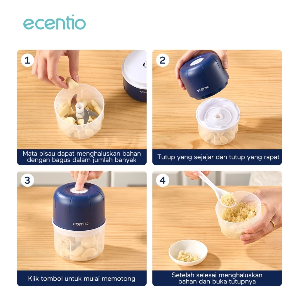 Jual ecentio Mini Chopper Blender Portable 6 bilah pisau Bumbu kapsul ...