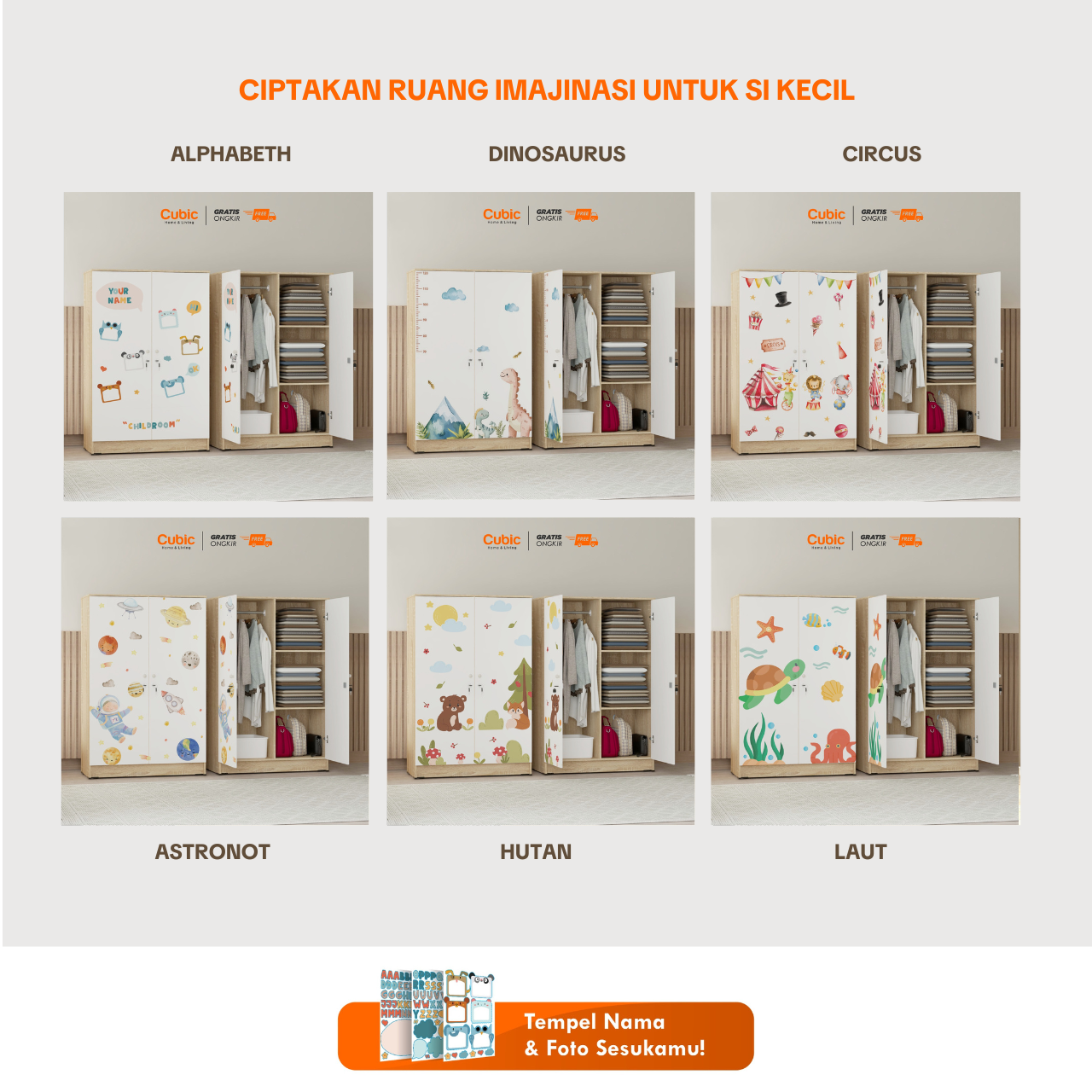 Jual Cubic Lemari Pakaian Anak Minimalis / Almari 2 Pintu - LUNA BL 121 ...