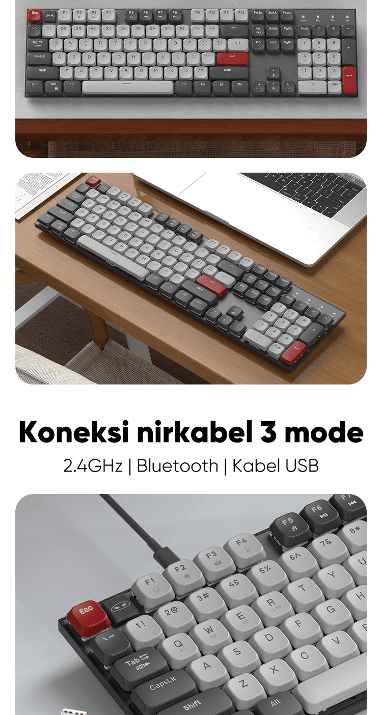 Jual MAGEGEE Mechanical Keyboard Gaming Wireless Bluetooth 2.4G Wired 3 ...