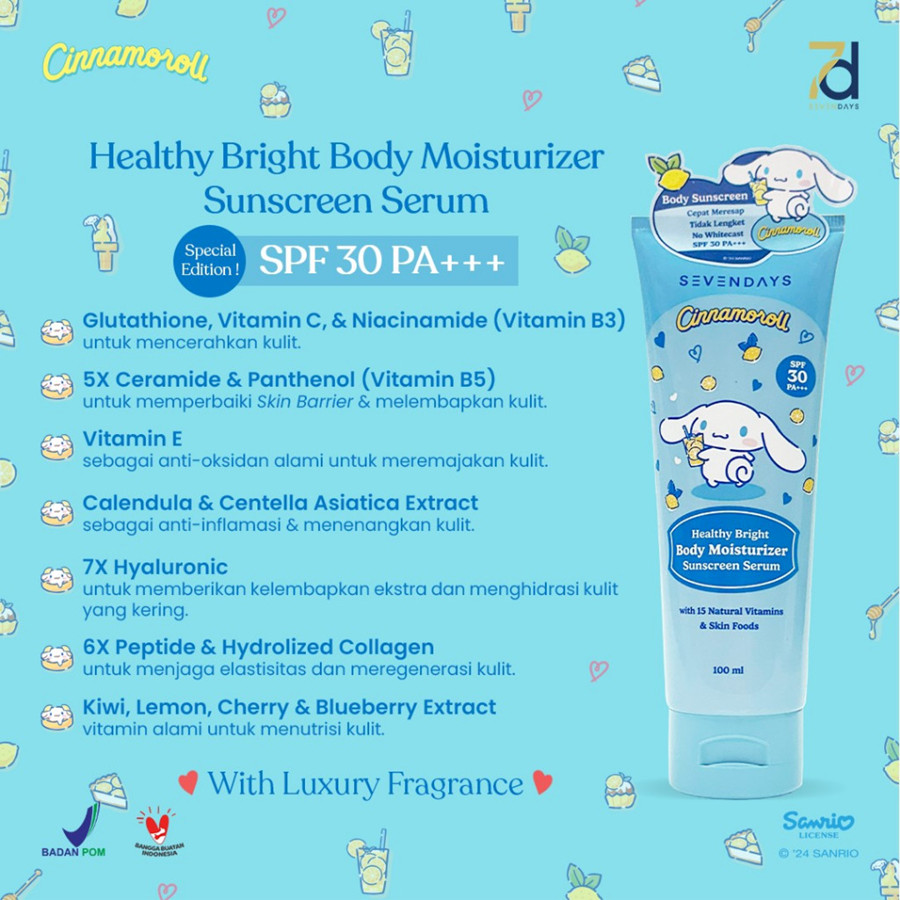 Jual Sevendays Healthy Bright Body Moisturizer Sunscreen Serum SPF 30 ...
