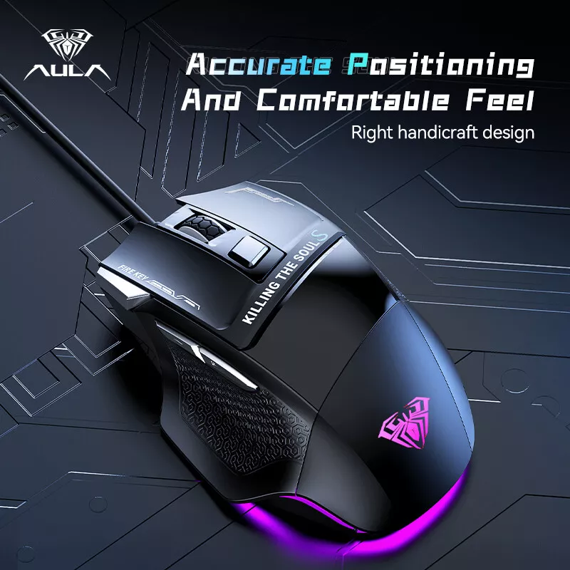 Jual AULA Mouse Gaming S12 Wired Professional Office Mouse RGB 4800DPI ...