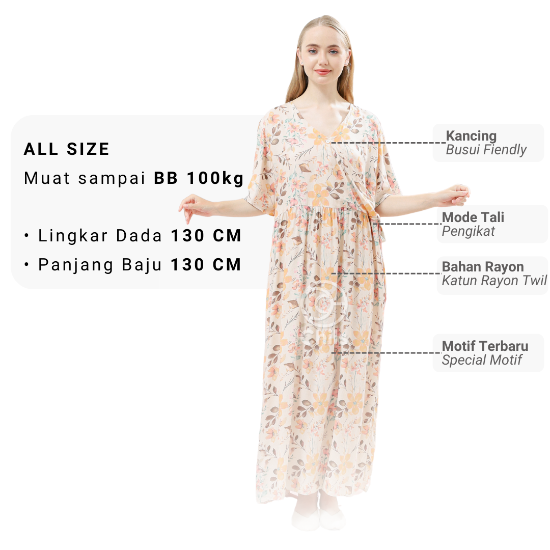 Jual Chils Daster Kimono V-Neck Motif Elegan baju busui daster rayon ...