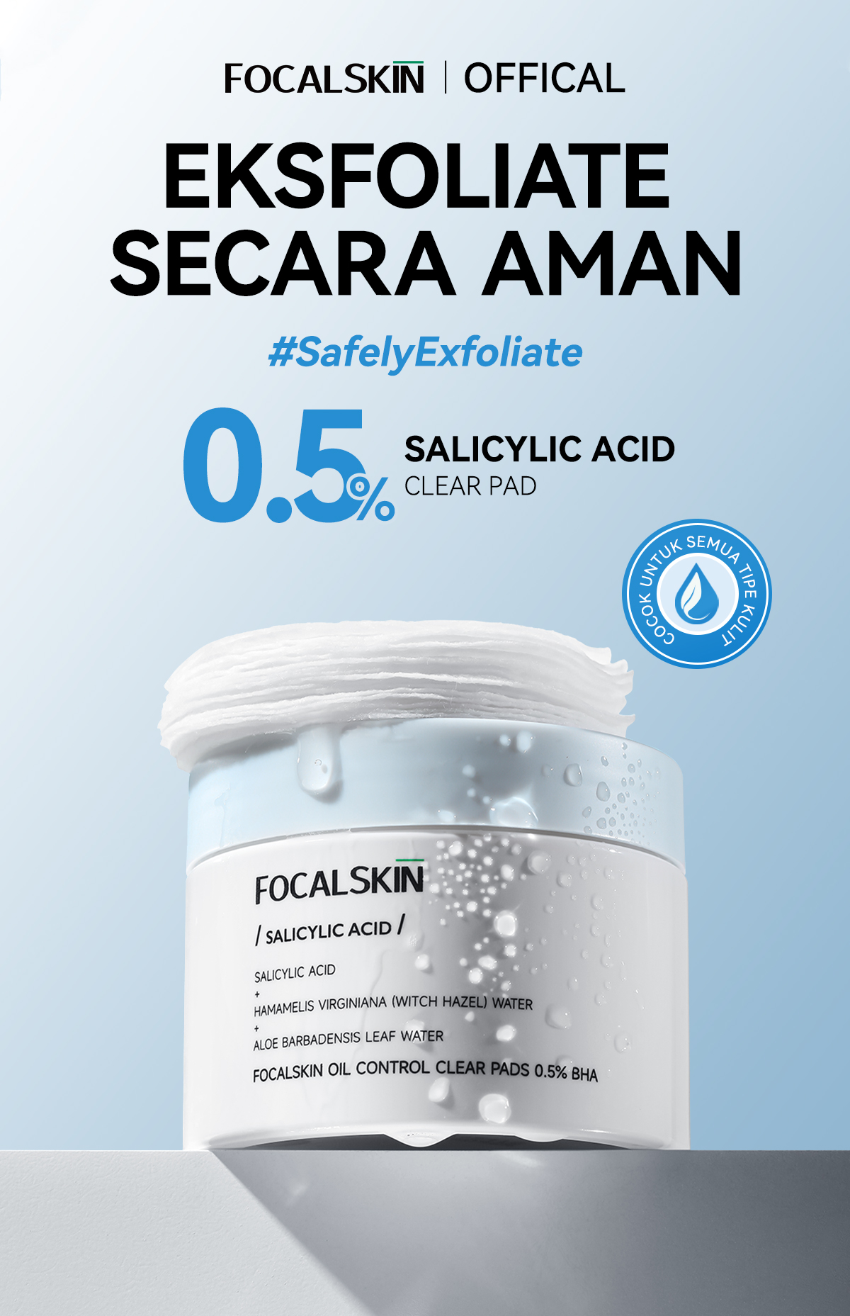 Jual [60 Pads] FOCALSKIN Acne Exfoliating Clear Pad Cica Pad / Kapas ...