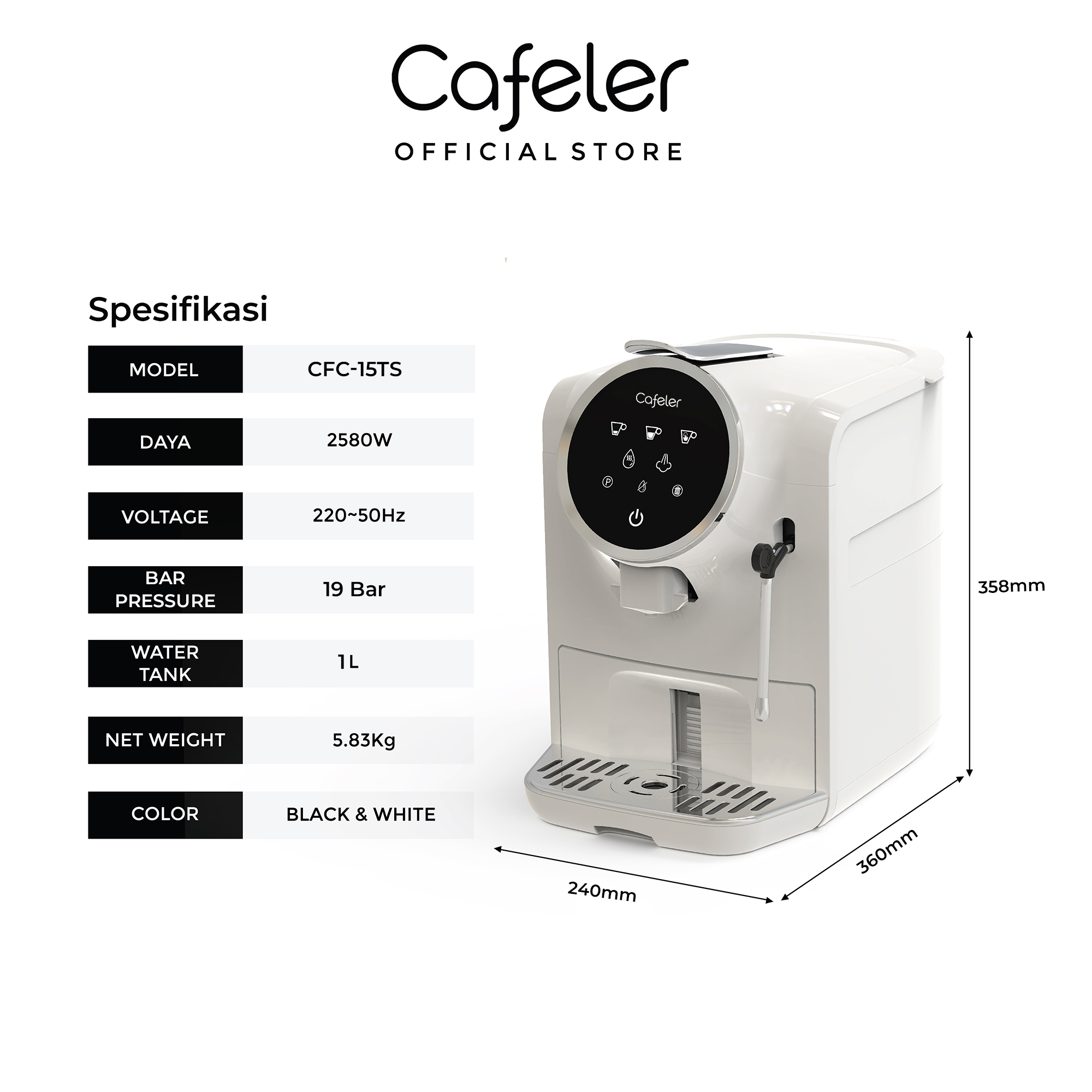 Jual Cafeler Mesin Kopi Kapsul Dual Thermoblock Boiler + Milk Frother ...