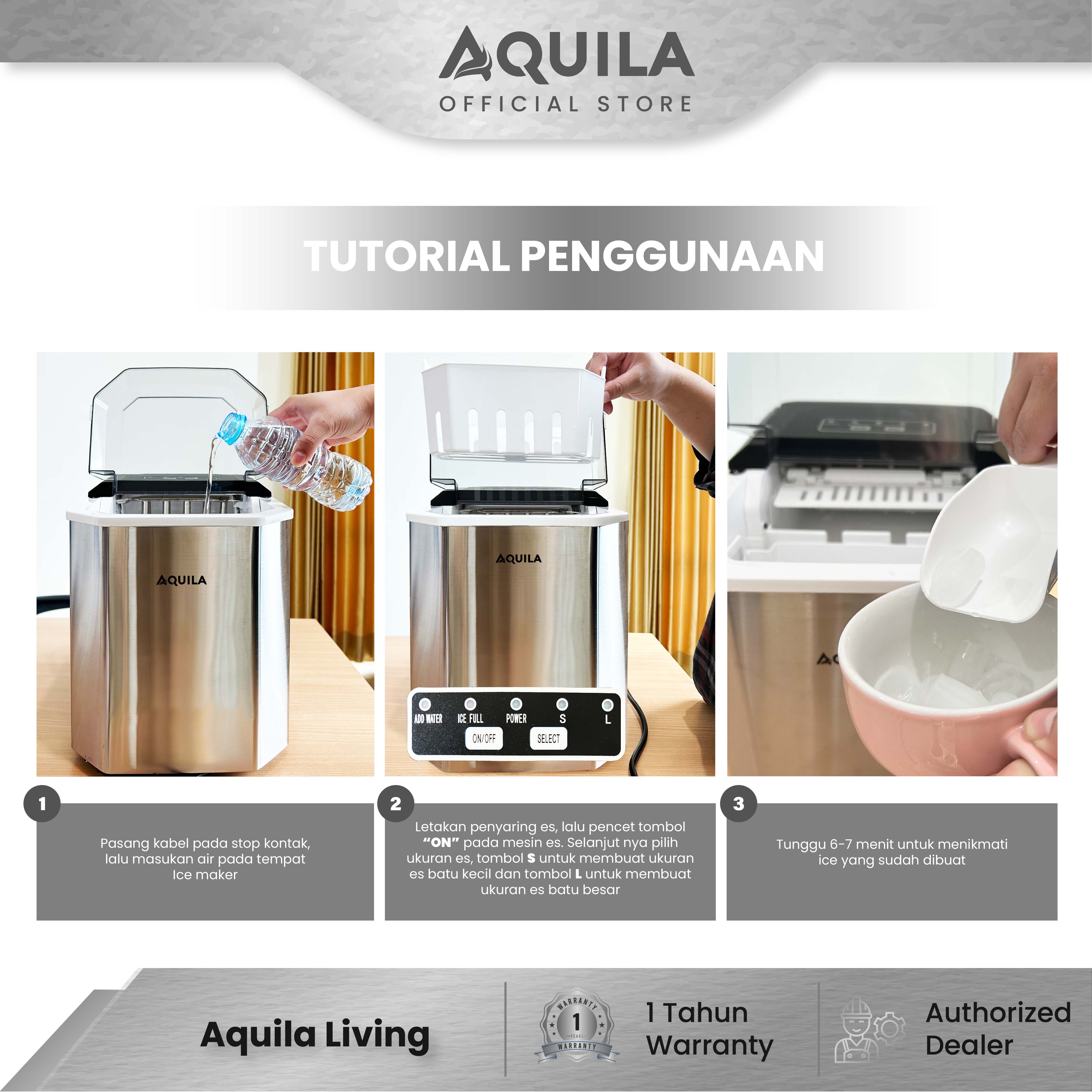 Jual AQUILA IM 12MR Mesin Es Batu Portable Ice Maker 12Kg per Hari ...