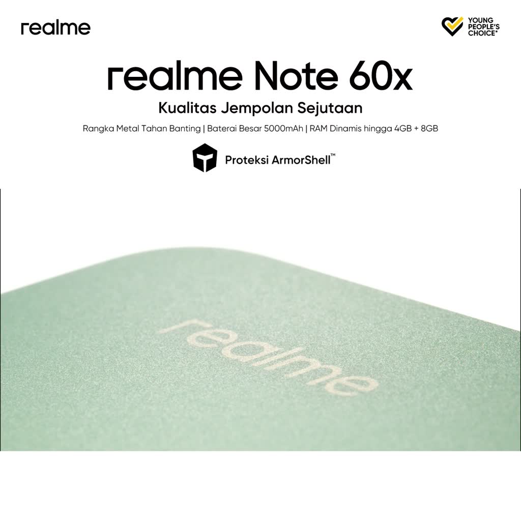 Jual Official Realme Note 60x 4+64GB/4+128GB Rangka Metal Tahan Banting ...