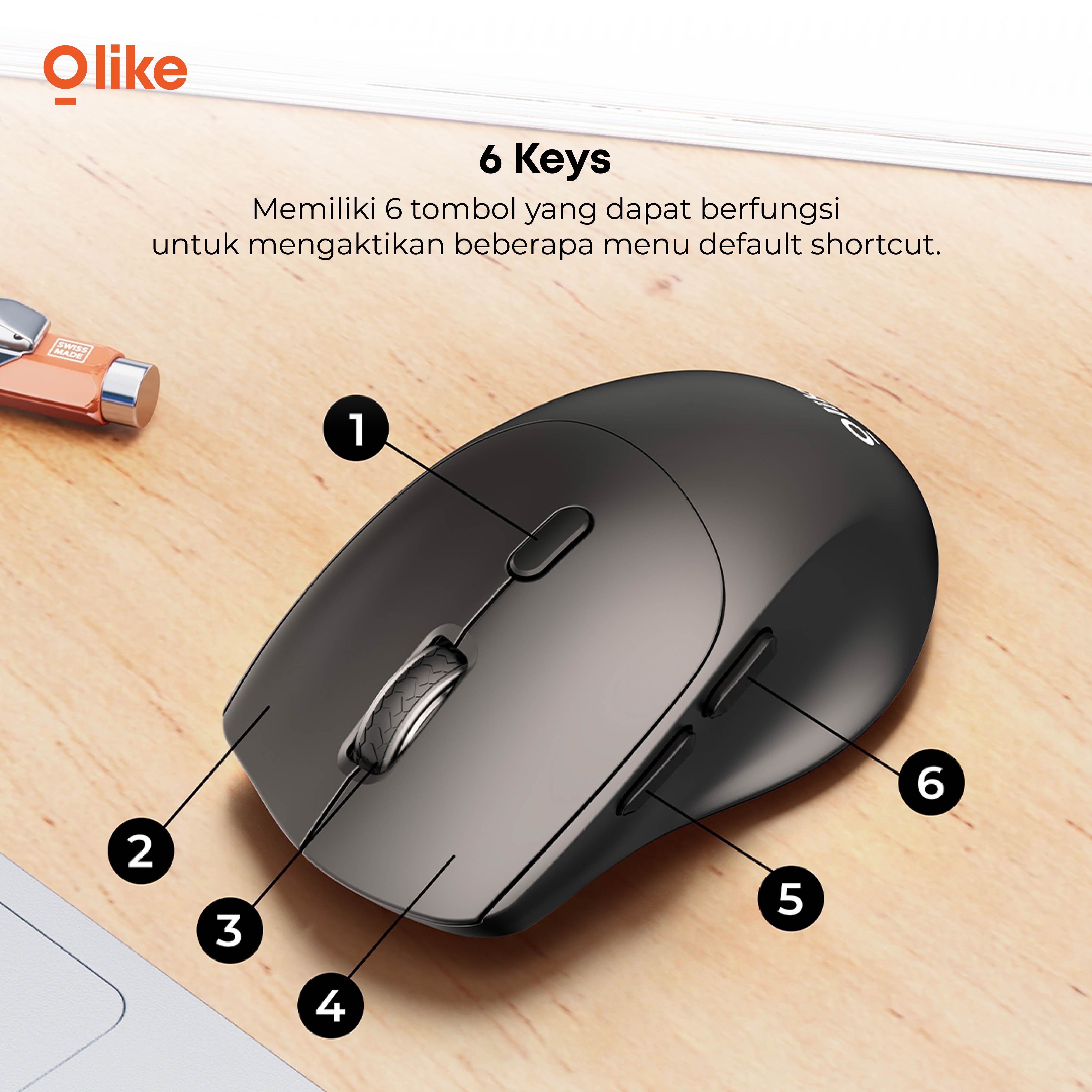 Jual Olike Mouse Wireless Silent Click 2.4GHz Optical 3200DPI Receiver ...