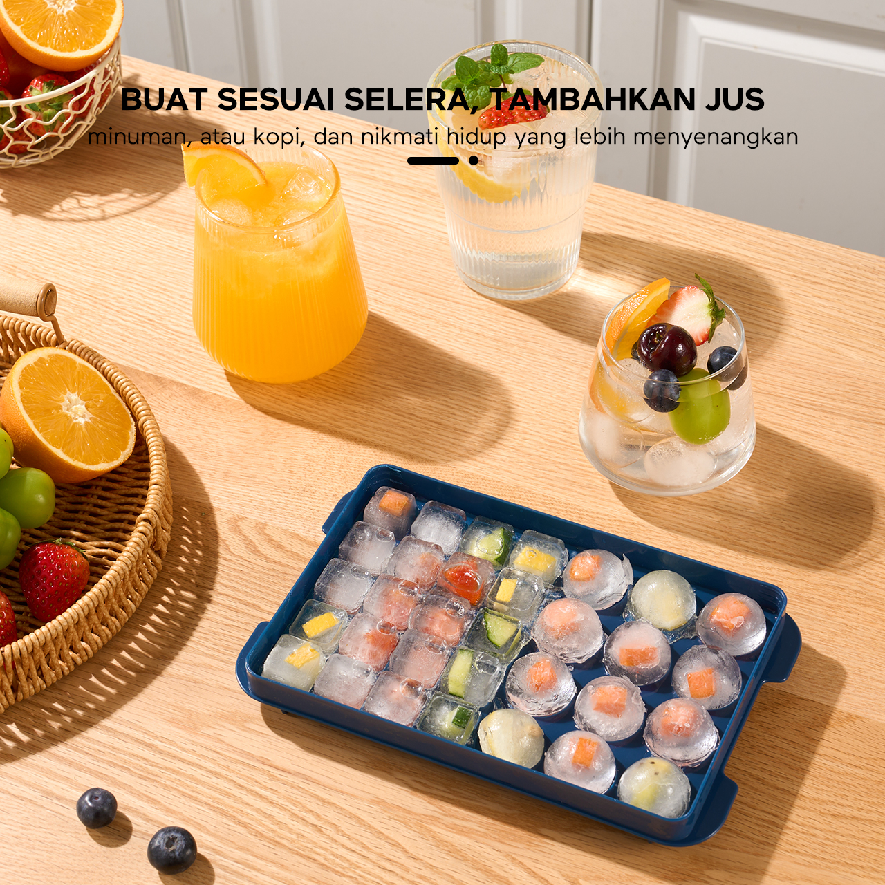 Jual ecentio Cetakan Es Batu kreatif 2-in-1 Ice Cube Tray Honeycomb ...