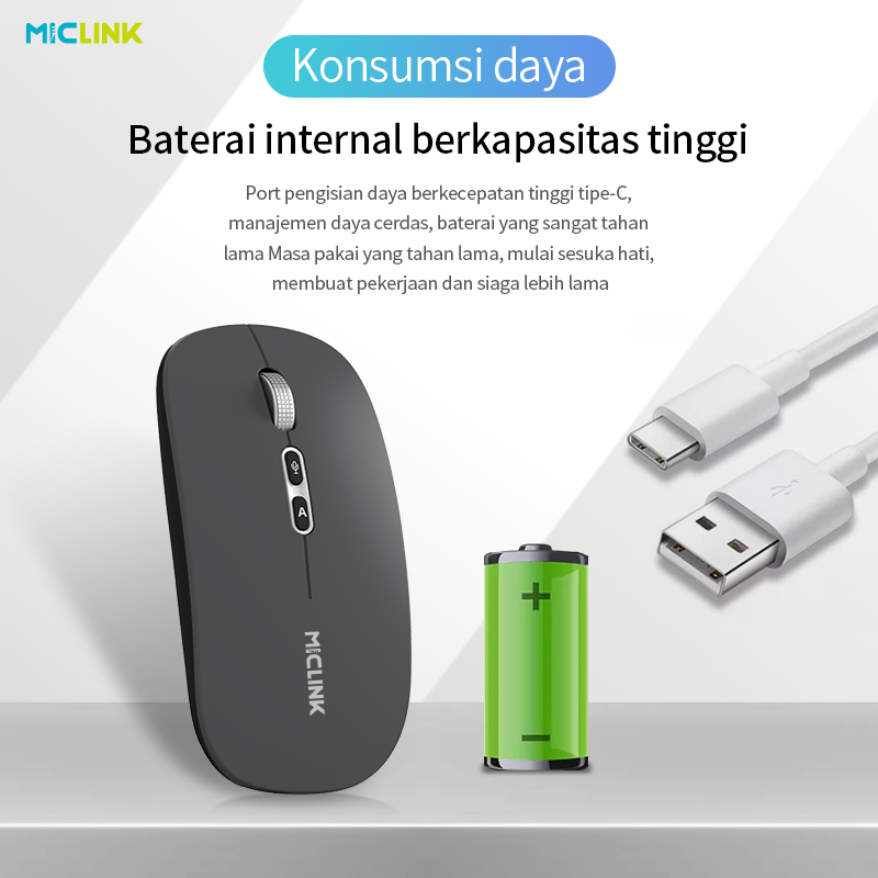 Jual MICLINK - M108 Mouse AI Silent Click / Wireless Bluetooth Mouse ...