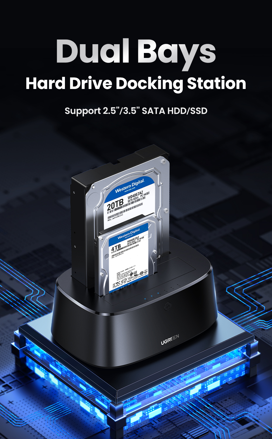 Jual UGREEN HDD Docking Station 2.5/3.5 inch HDD and SSD Hard Drive ...