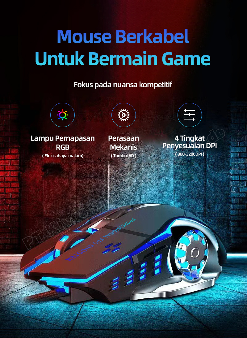 Jual OLYPS Mouse Gaming RGB Kabel Portable Optical 3200DPI Ergonomic ...