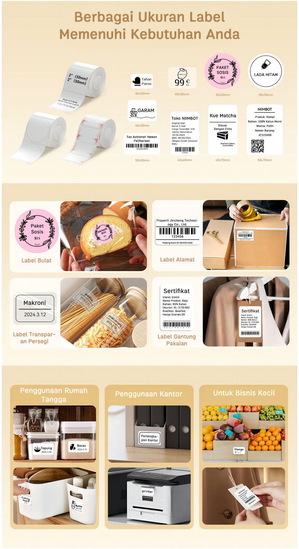 Jual NIIMBOT B21/B1/B3s Kertas Pencetakan Label Transparan Stiker Nama ...