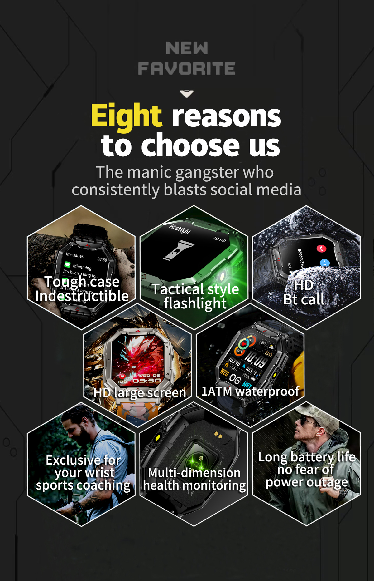 Jual LDS Outdoor Smartwatch KR82 Compass Flashlight Altitude Pressure ...