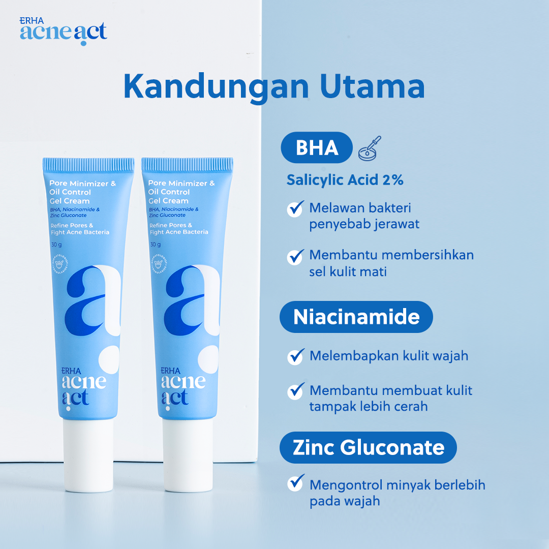 Jual ERHA Acneact Pore Minimizer & Oil Control Gel Cream 30g - Pelembap ...