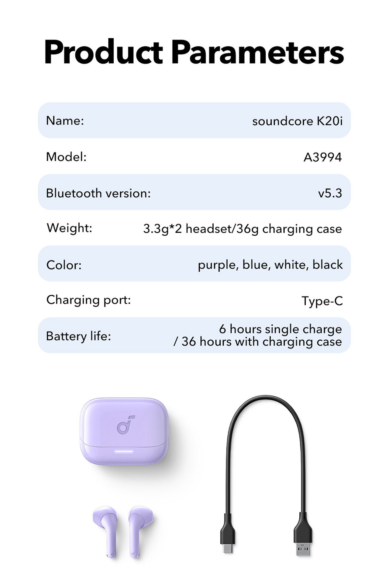 Jual (New Launch) Soundcore K20i Earbuds Bluetooth 5.3 Earphones 36 PlayTime Bluetooth 13mm ...