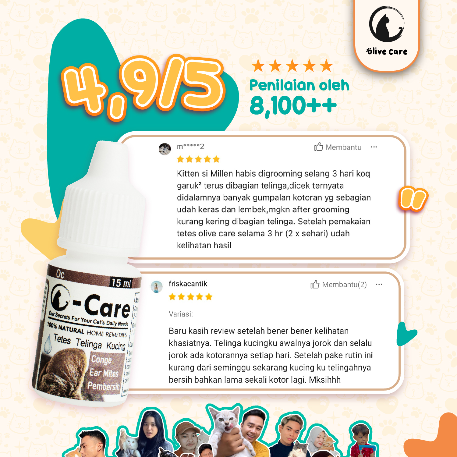 Jual Olive Care Tetes Telinga Kucing Untuk Conge & Ear Mites | Shopee ...